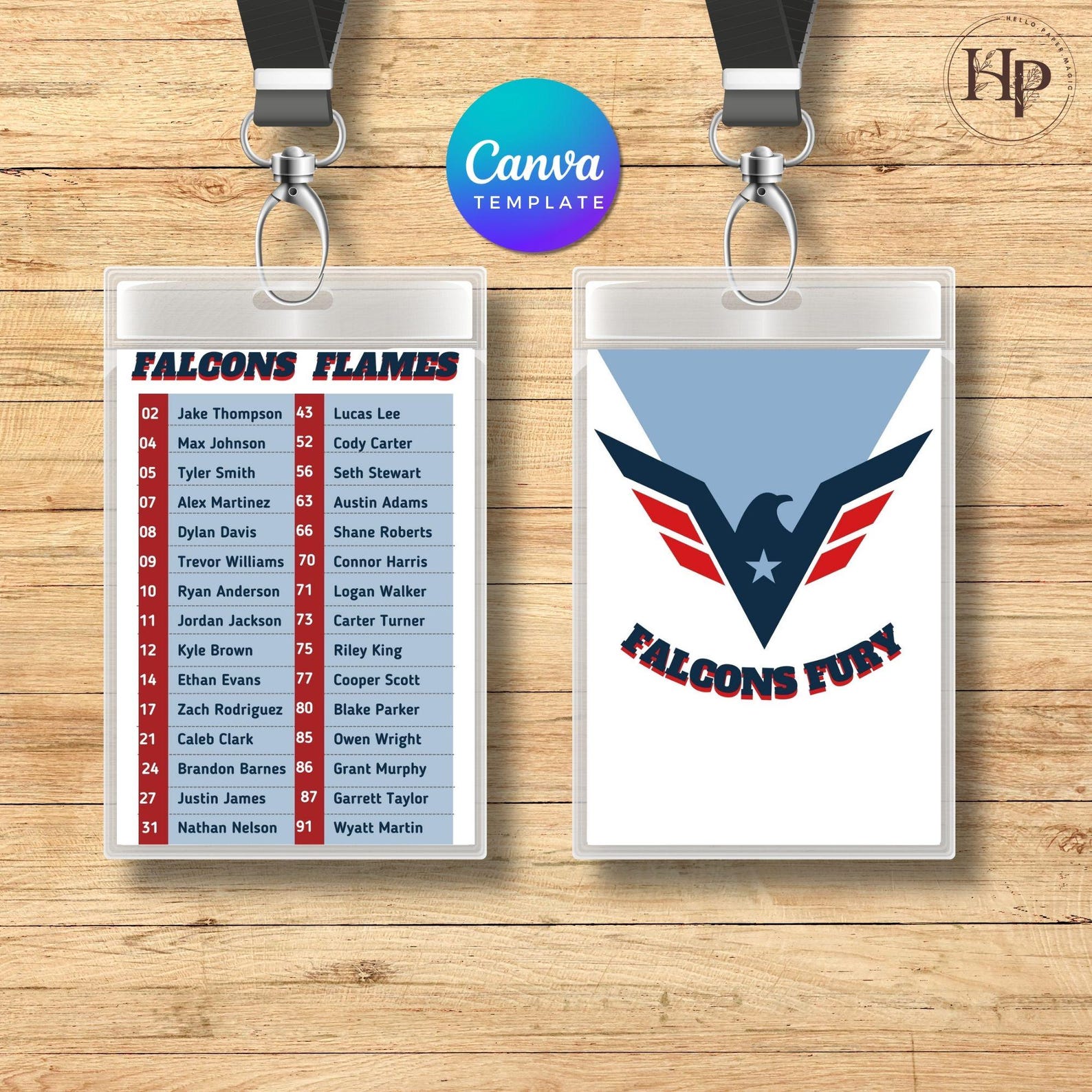 Team Roster Card Template, Editable Team Roster Card, Team Roster Card ...