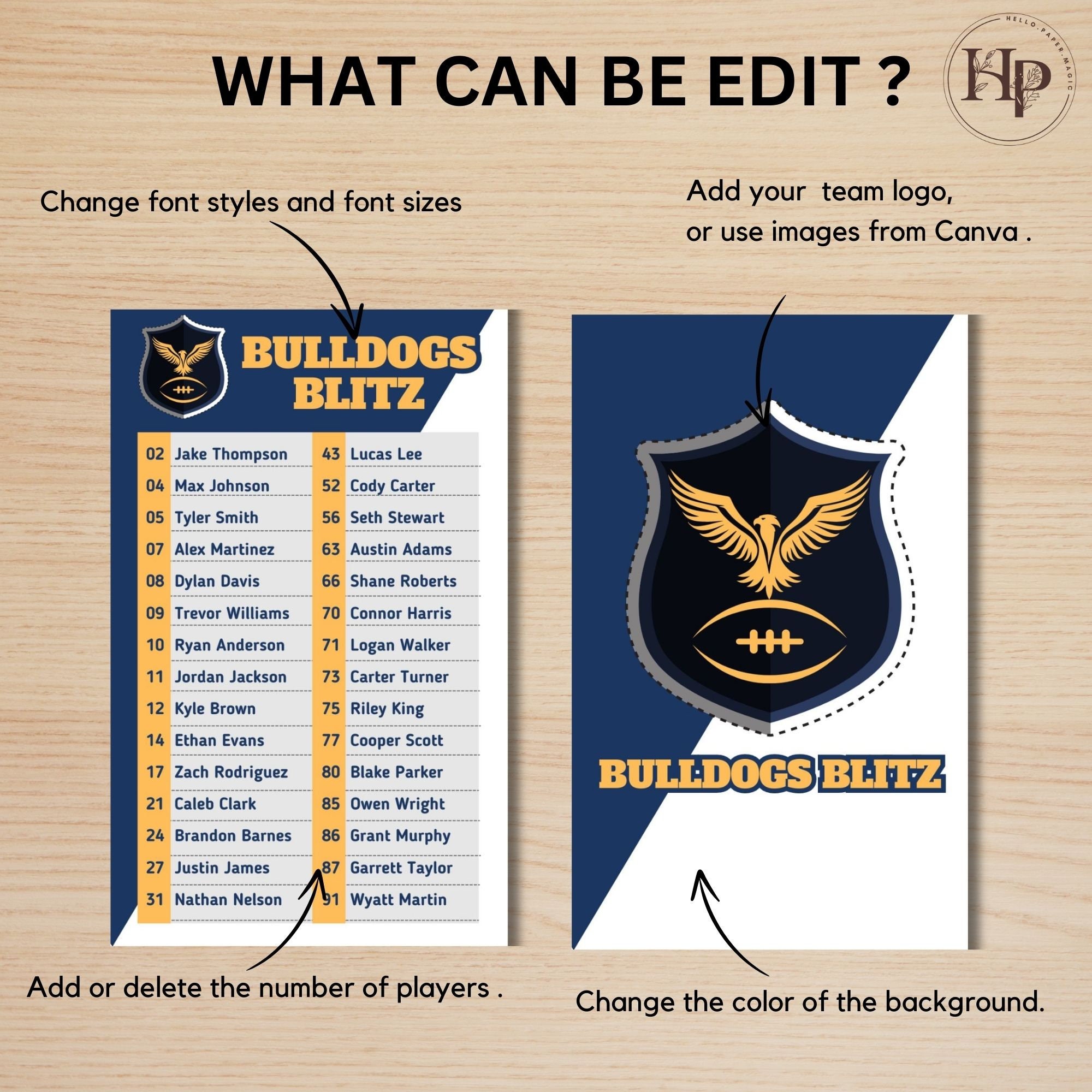 Editable Team Roster Card Template: Sports Team Canva Design - Etsy