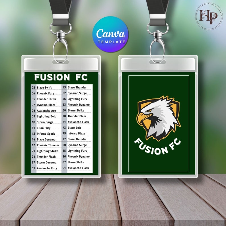 EDITABLE Team Roster Card TEMPLATE, Personalized Team Roster Lanyard ...