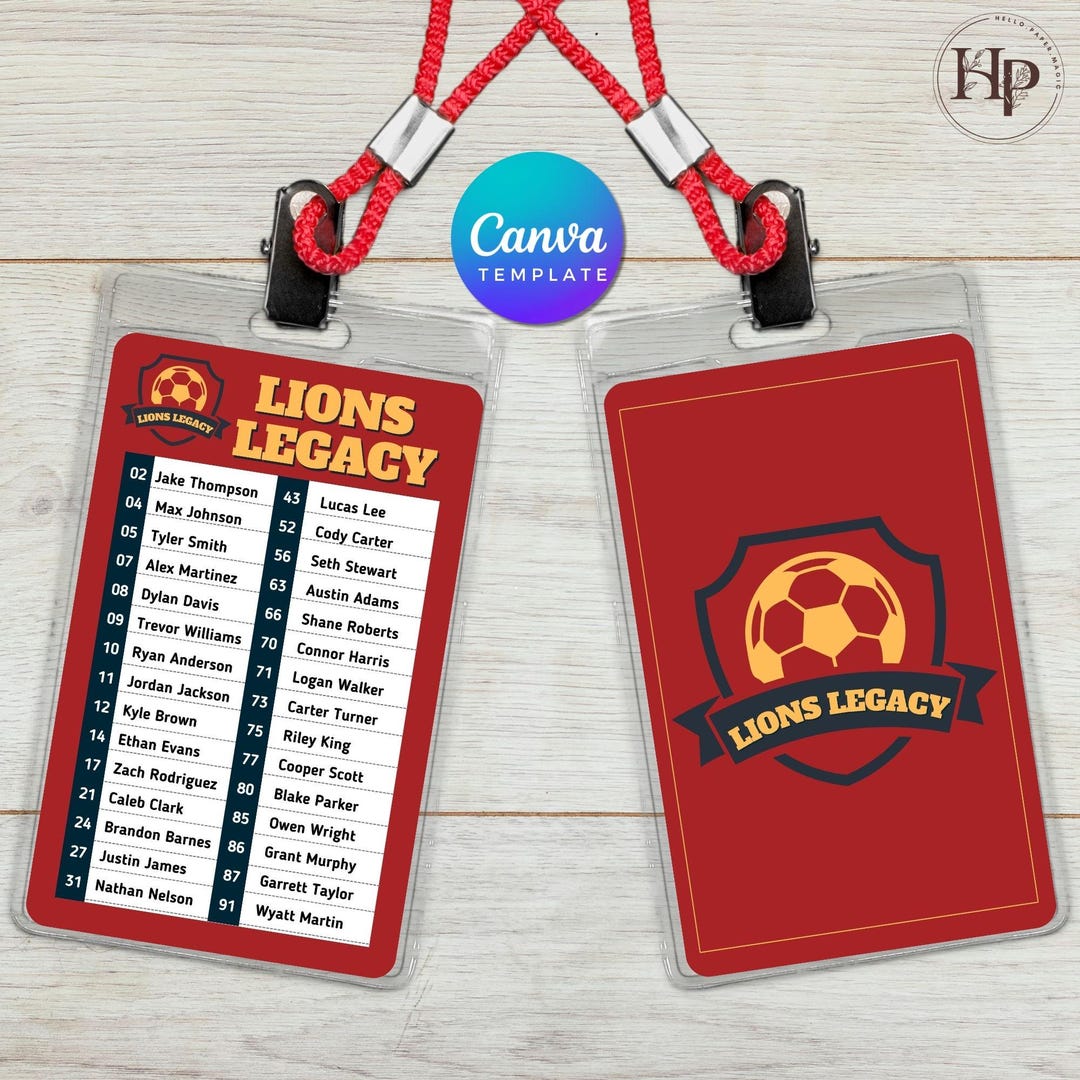 Editable Team Roster Card Template: Sports Team Canva Design (4x6 & 3x5 ...