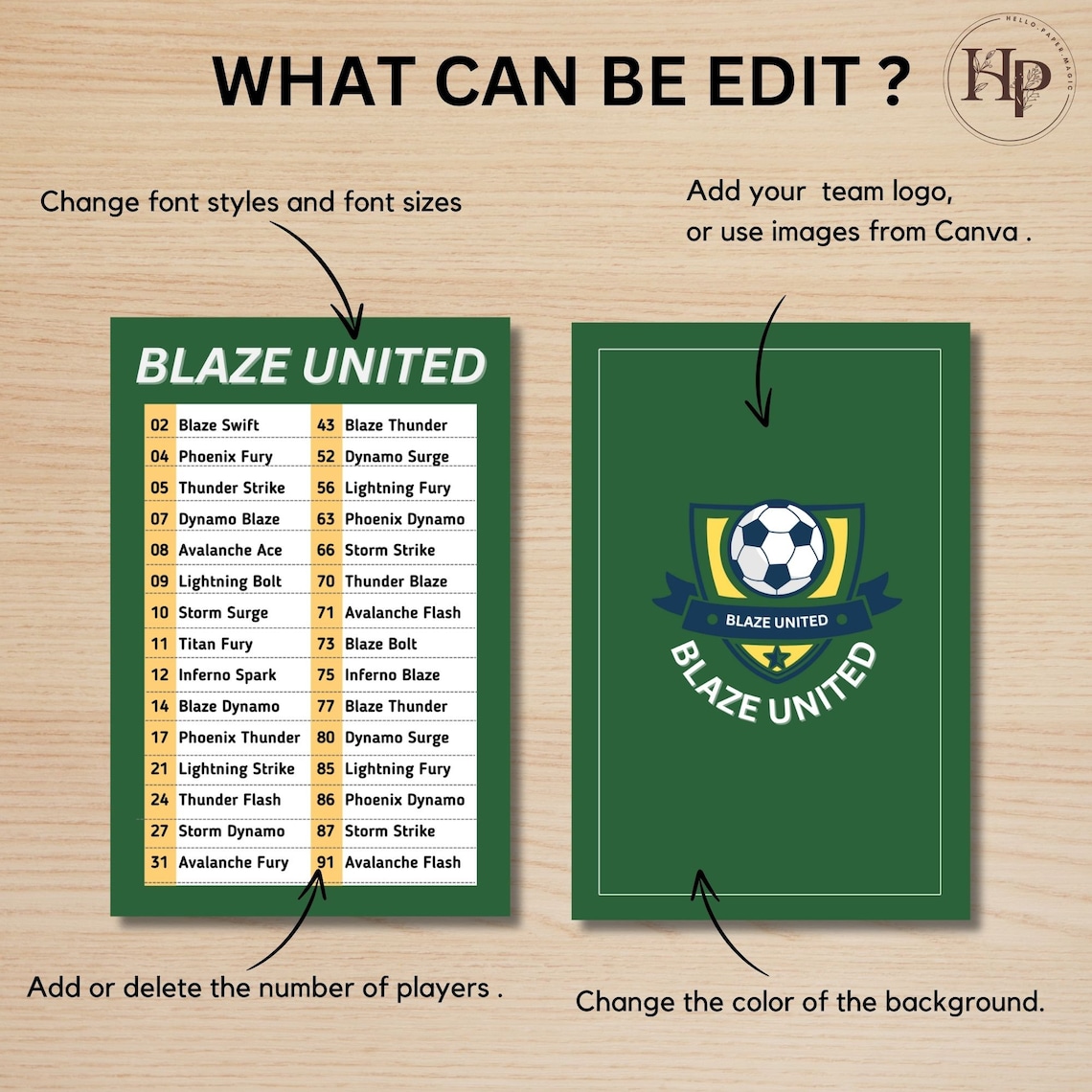 Editable Team Roster Card Template: Sports Team Canva Design - Etsy