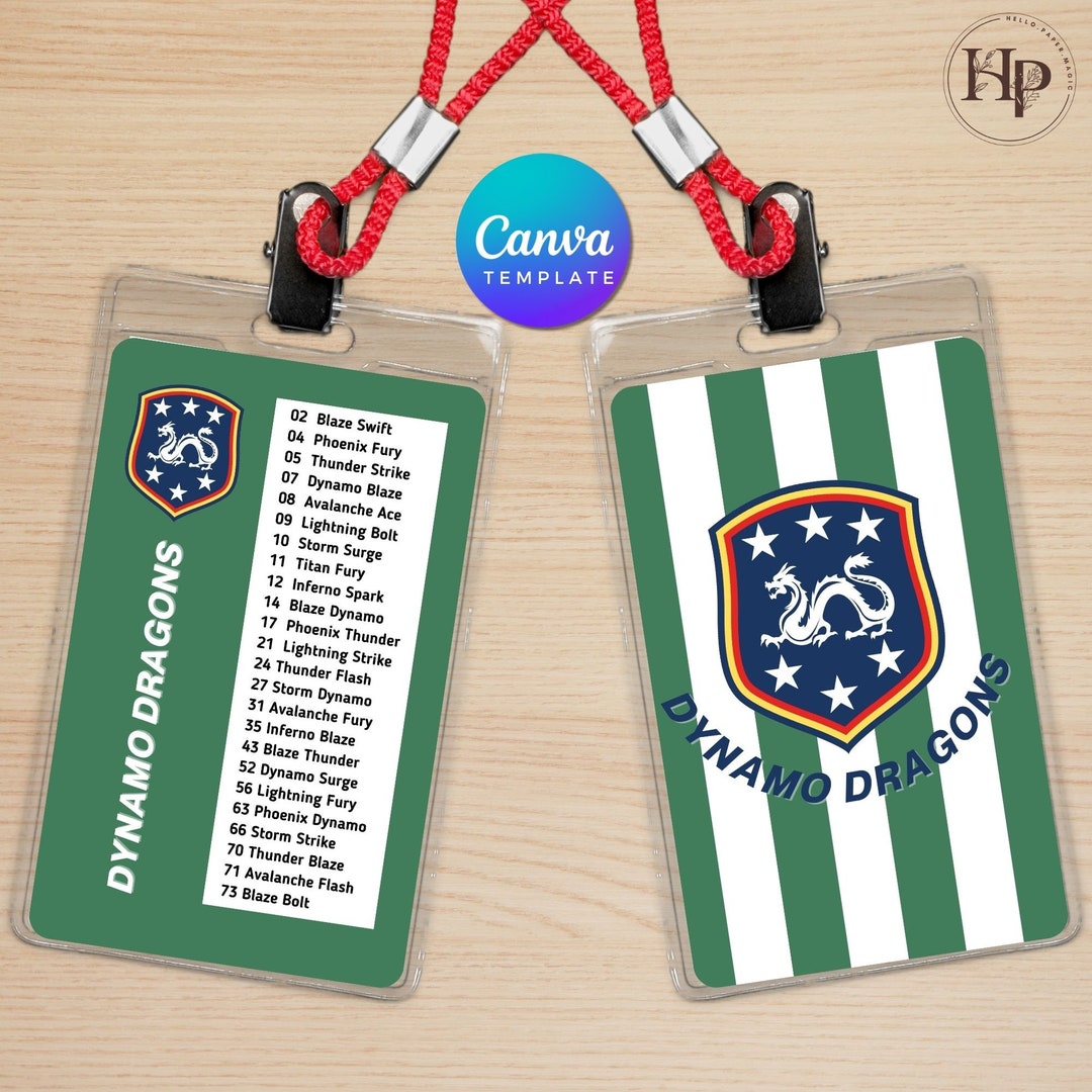 EDITABLE Team Roster Card TEMPLATE, Personalized Team Roster Lanyard ...