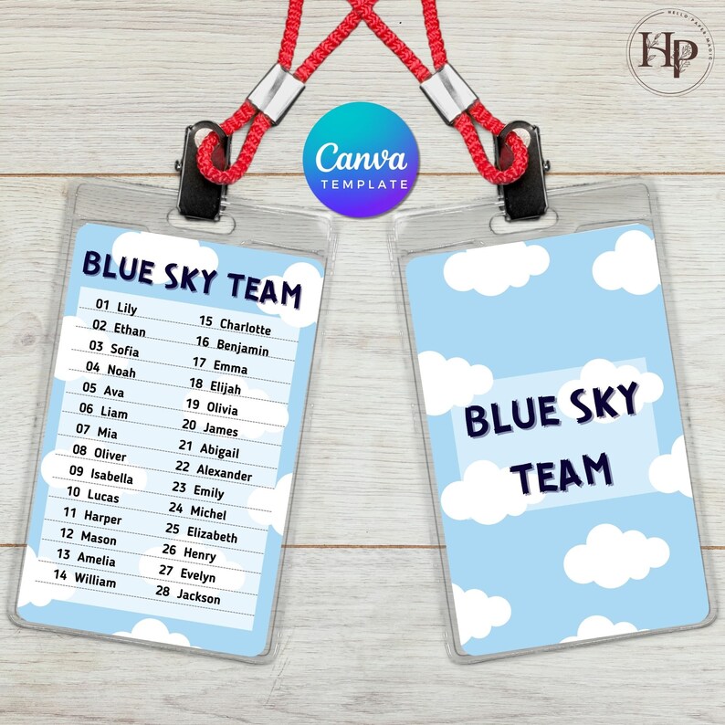 Team Roster Card for Primary School Template, Editable Team Roster Card ...