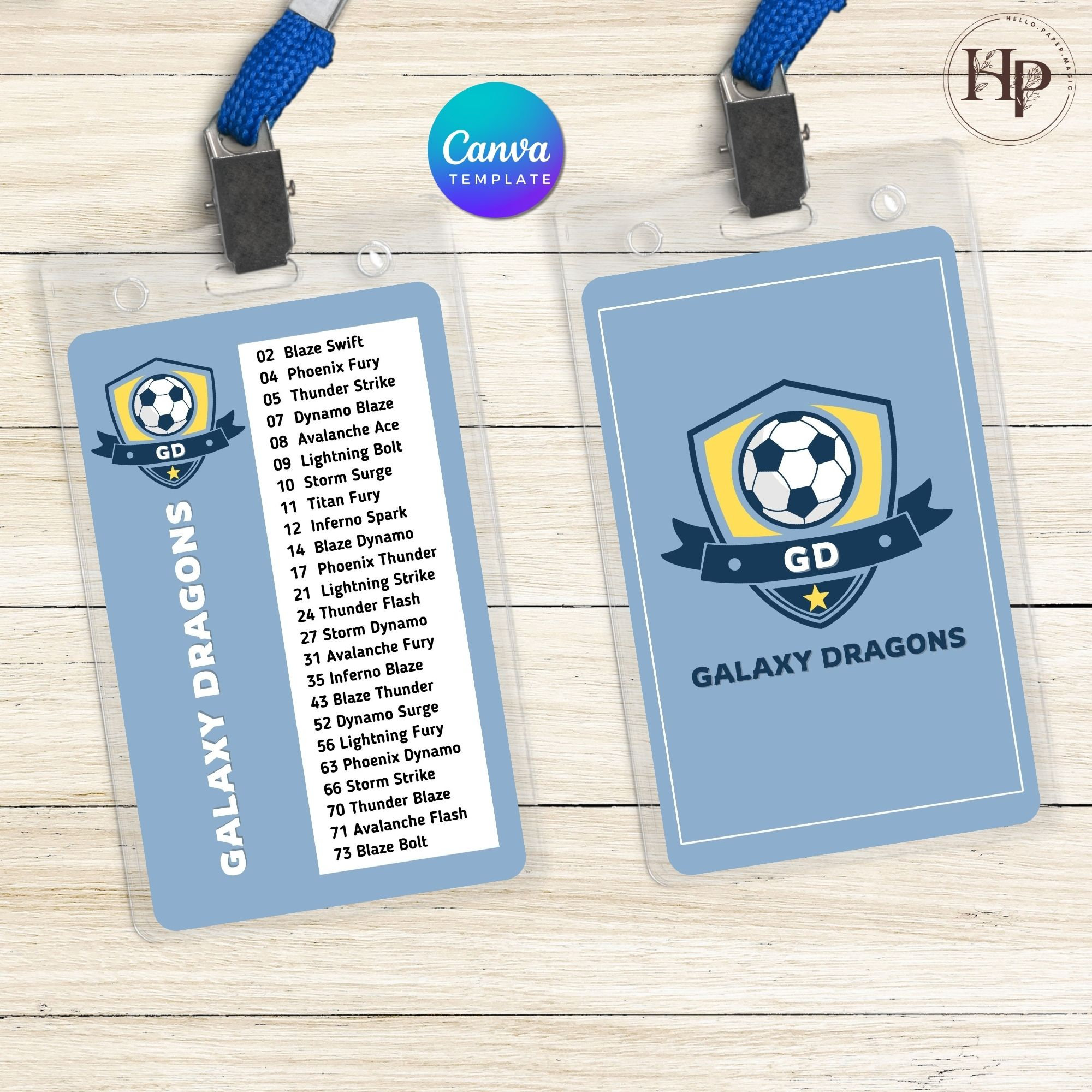 EDITABLE Team Roster Card TEMPLATE, Personalized Team Roster Lanyard ...