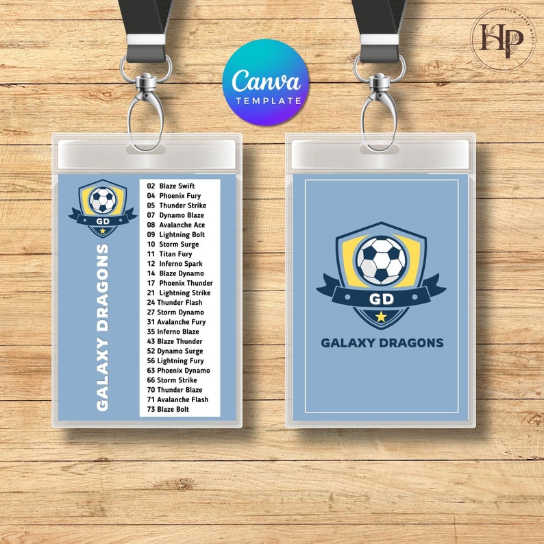 EDITABLE Team Roster Card TEMPLATE, Personalized Team Roster Lanyard ...
