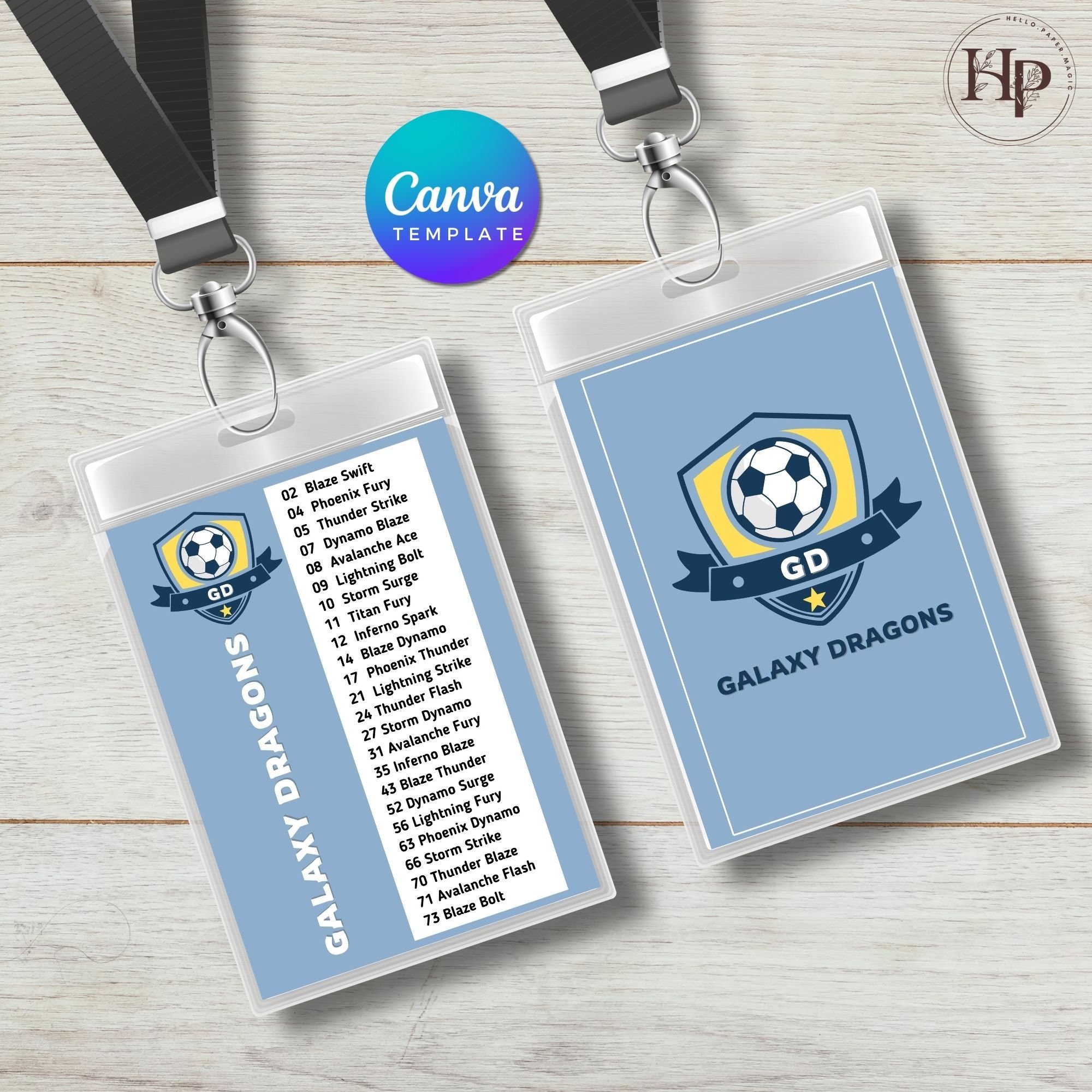 EDITABLE Team Roster Card TEMPLATE, Personalized Team Roster Lanyard ...