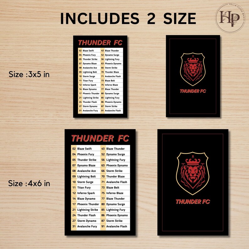 Editable Team Roster Card Template: Sports Team Canva Design (4x6 & 3x5 ...