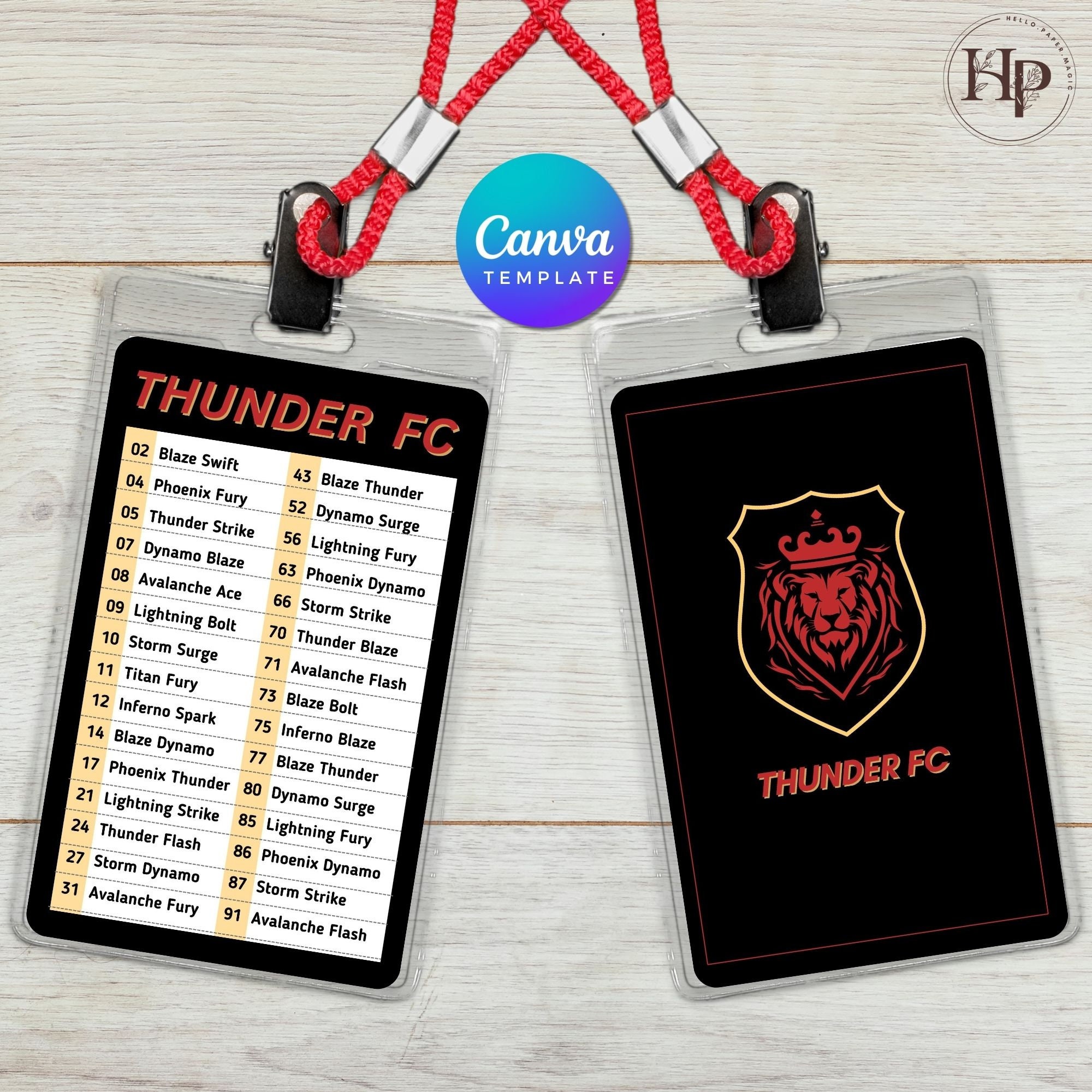 Editable Team Roster Card Template: Sports Team Canva Design (4x6 & 3x5 ...