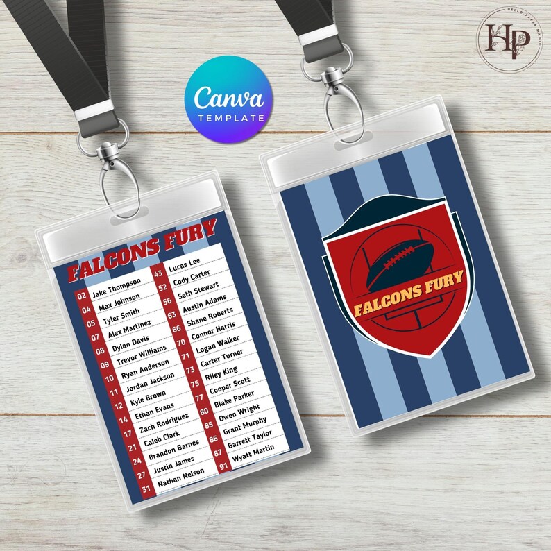 Team Roster Card Template, Editable Team Roster Card, Team Roster Card ...