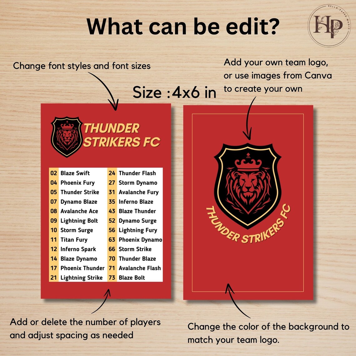 Team Roster Card Template, Editable Team Roster Card, Team Roster Card ...