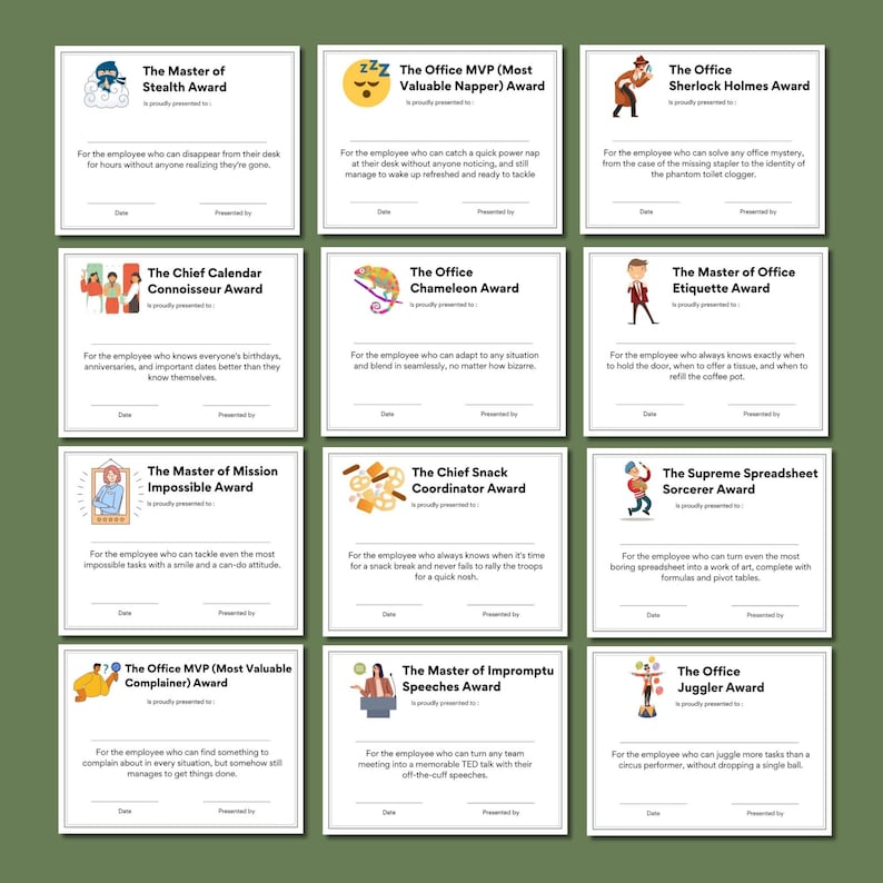 Funny Employee Appreciation Award Certificates: 60 Printable Awards ...