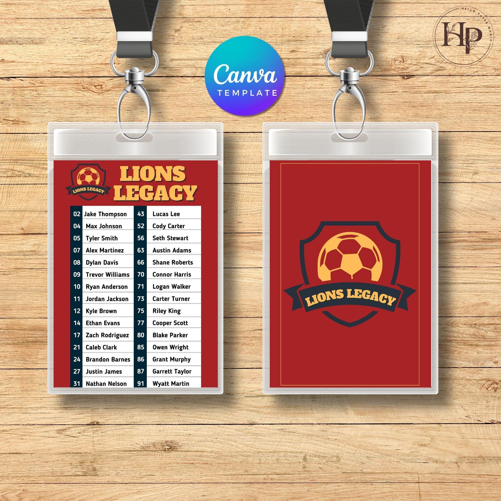 Team Roster Card Template, Editable Team Roster Card, Team Roster Card ...