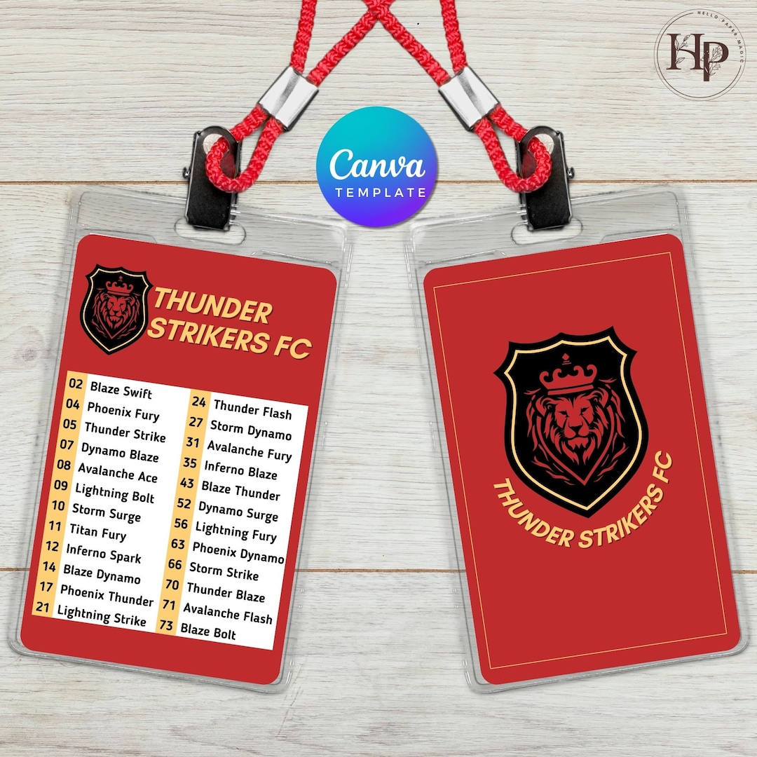 Editable Team Roster Card Template: Sports Team ID (canva) - Etsy