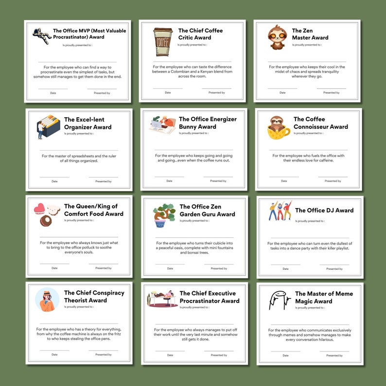 Funny Employee Appreciation Award Certificates: 60 Printable Awards ...