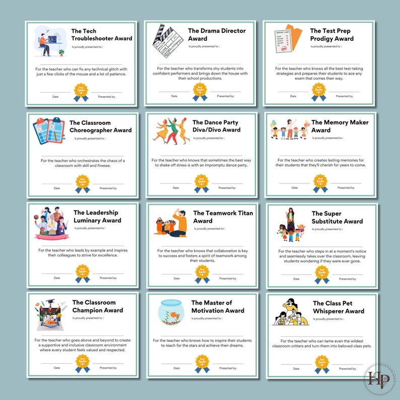 Funny Teacher Appreciation Award Certificates, Editable Canva Template ...