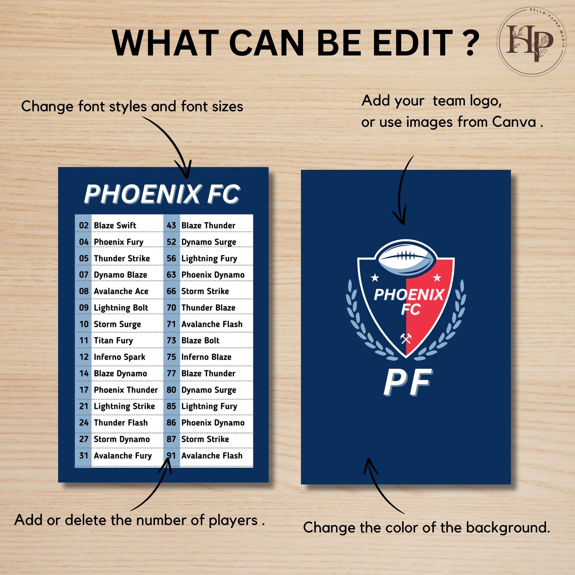 Team Roster Card Template, Editable Team Roster Card, Team Roster Card ...