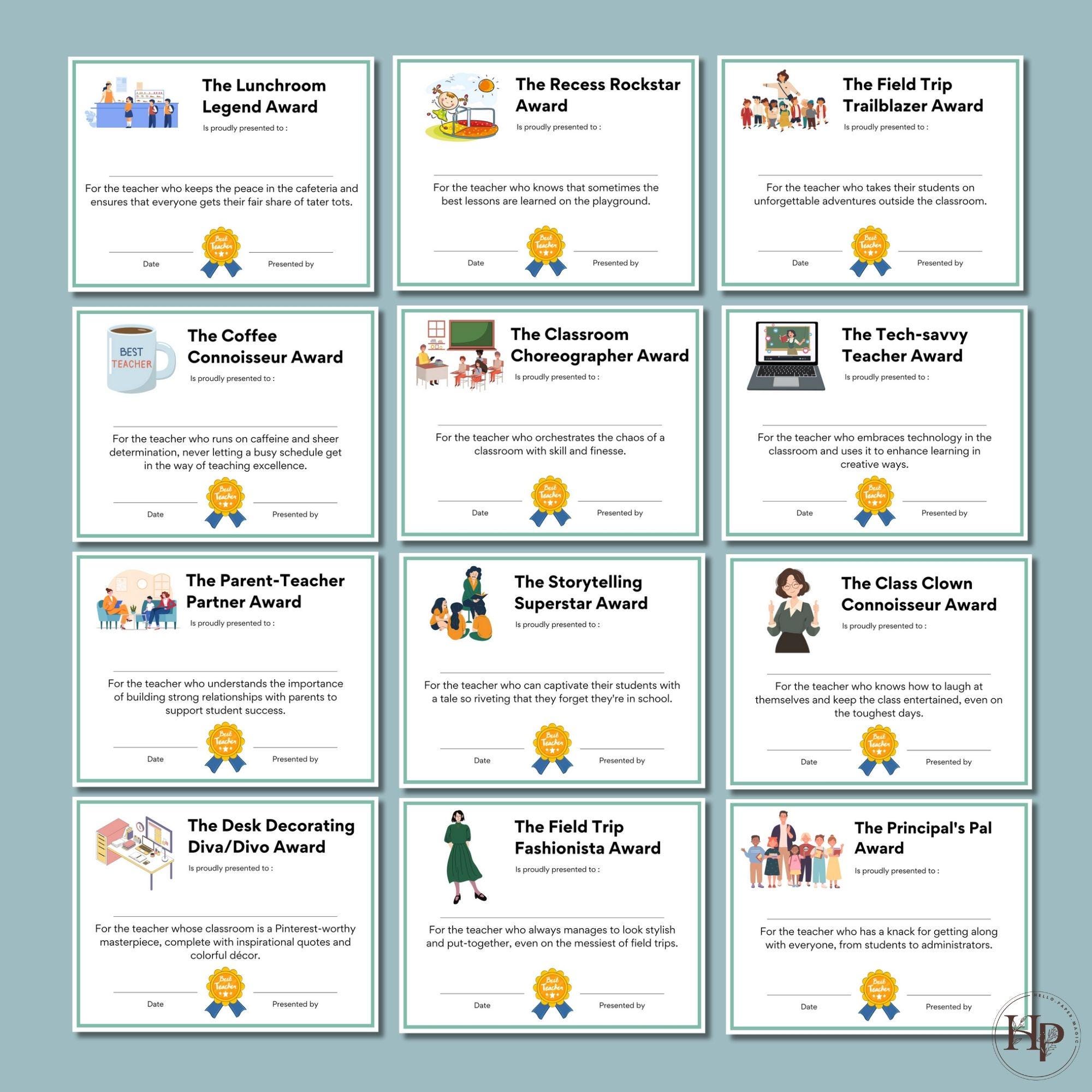 Funny Teacher Appreciation Award Certificates, Editable Canva Template ...