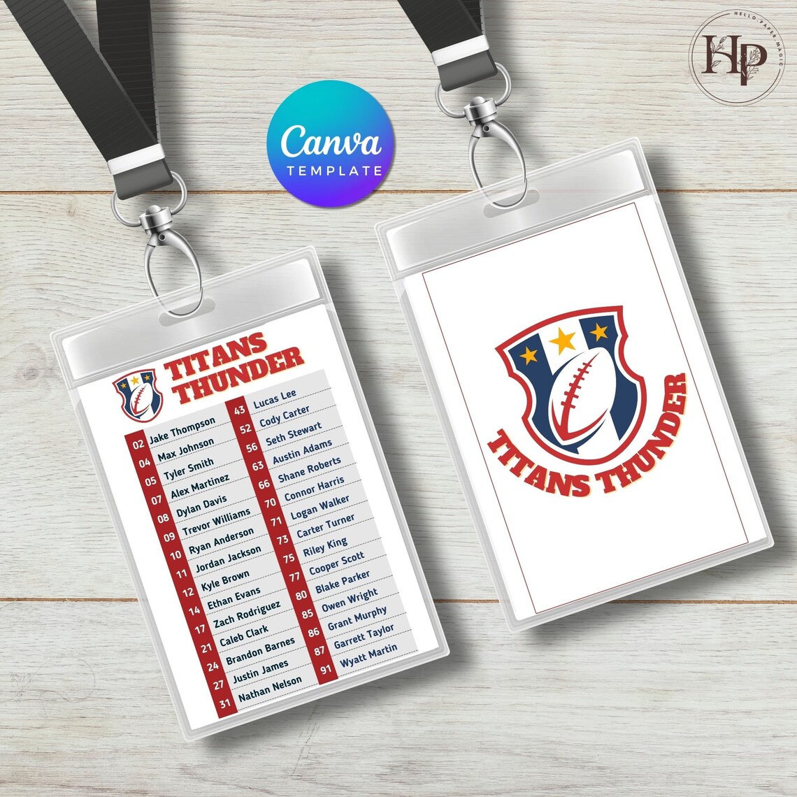 Team Roster Card Template, Editable Team Roster Card, Team Roster Card ...