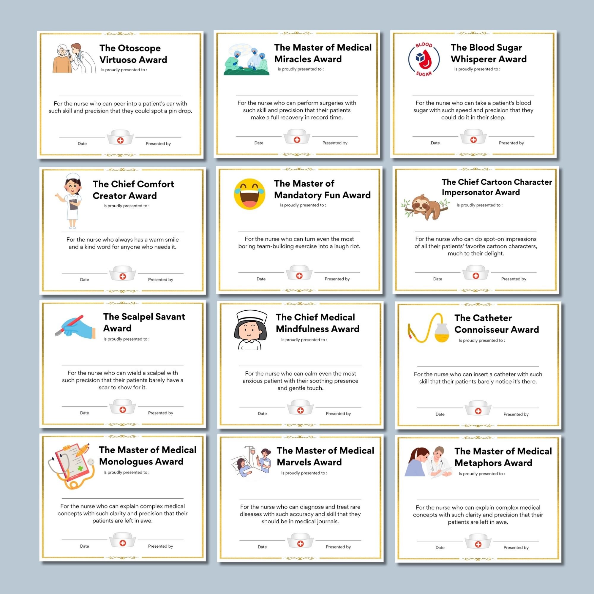 Funny Nurse Appreciation Award Certificates: Printable Staff Gift ...