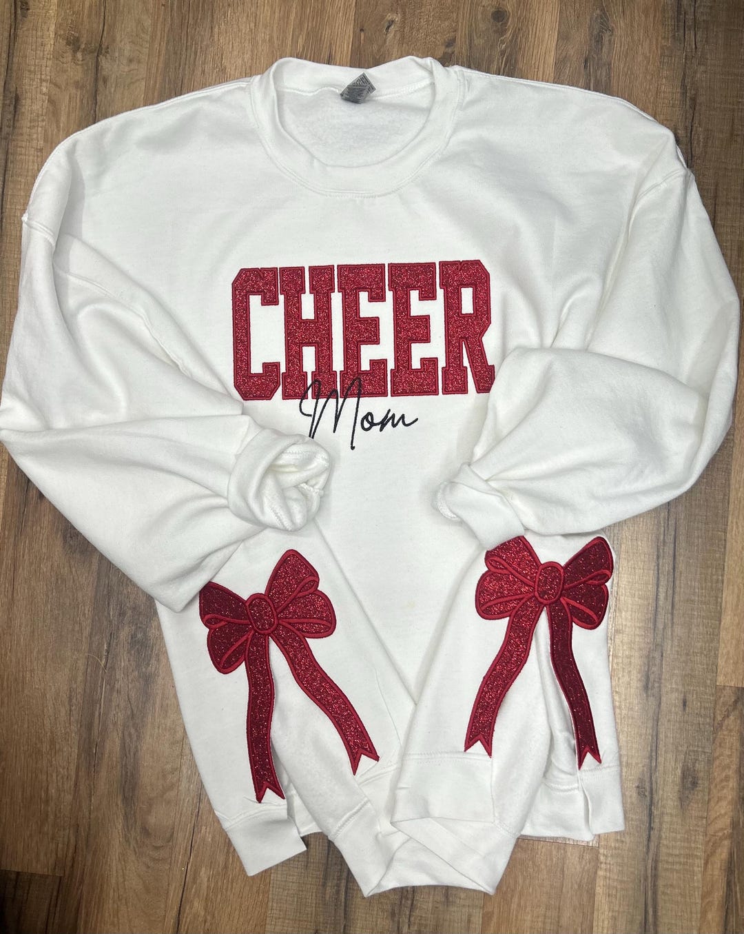 Cheer Mom Embroidered Crewneck With Side Bows - Etsy