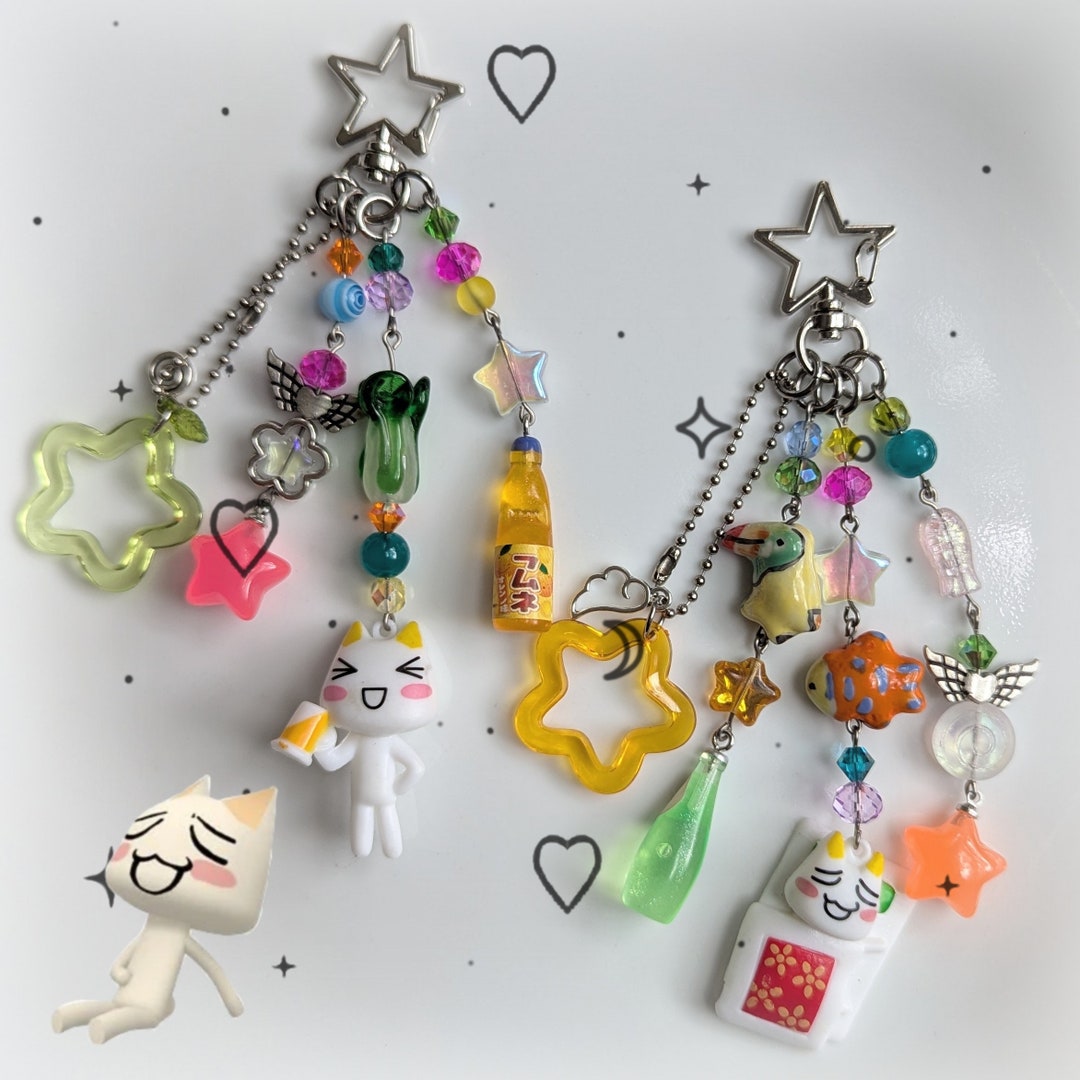 Toro Inoue Keychains Orange Yellow Cute Bright Green Toro Cat Kitty ...