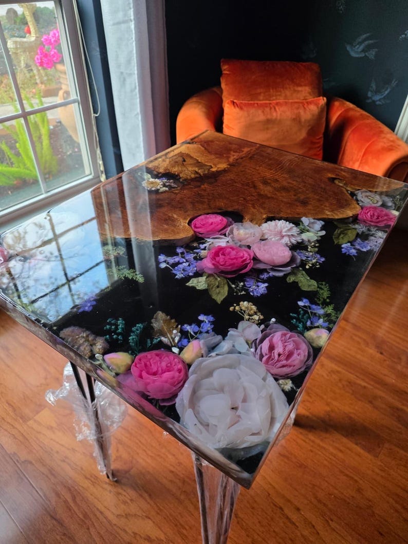 Handmade Wood and Resin Epoxy End Table, Coffee Table -real Dried ...