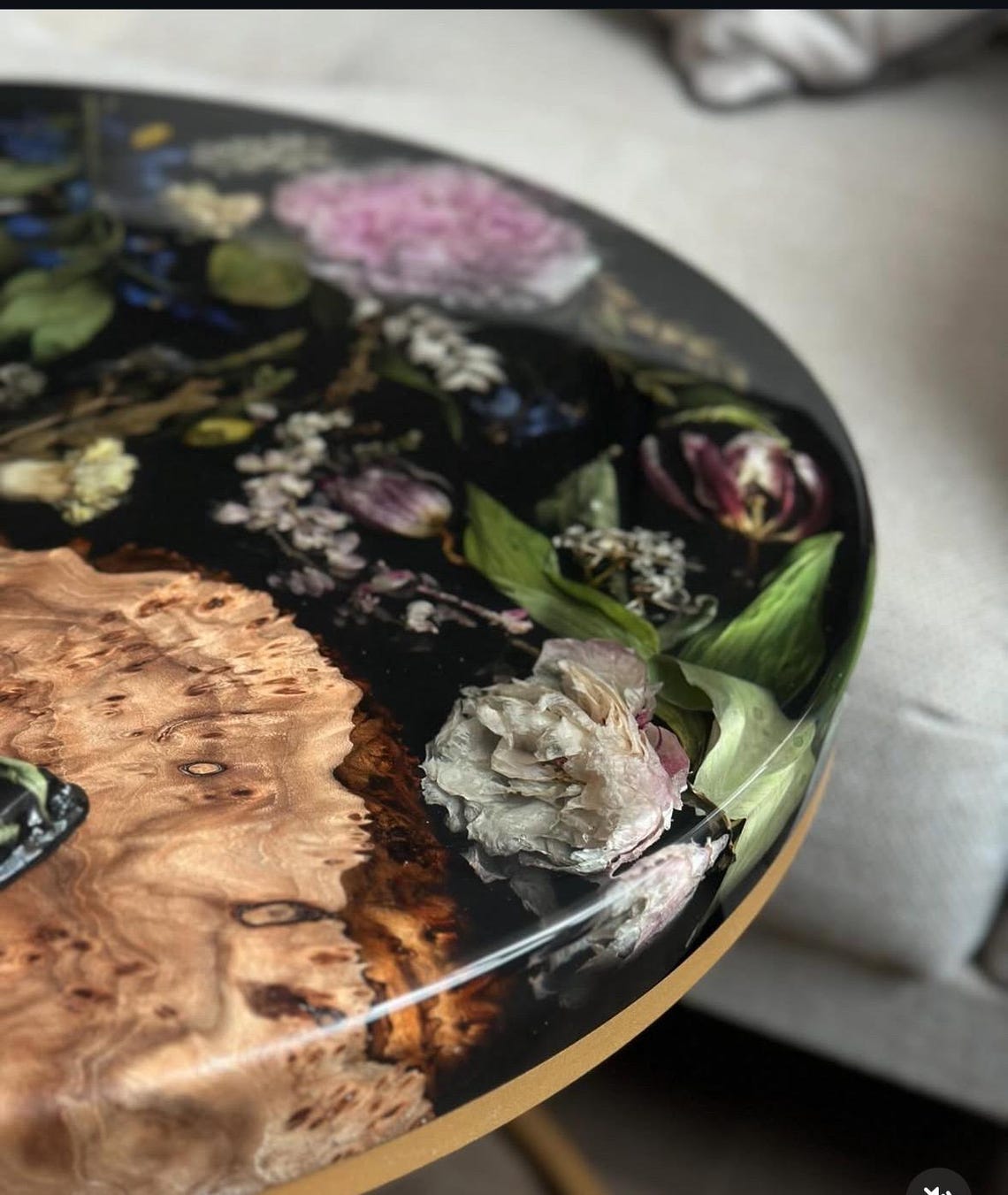 Handmade Epoxy Resin Flower Side Table Large 18" - Heat and Alcohol ...