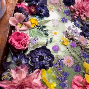 Handmade Epoxy Resin Flower Table Large 34” Featuring Subtle Colored ...