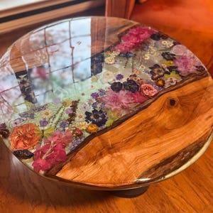 Handmade Epoxy Resin Flower Table Large 34” Featuring Subtle Colored ...