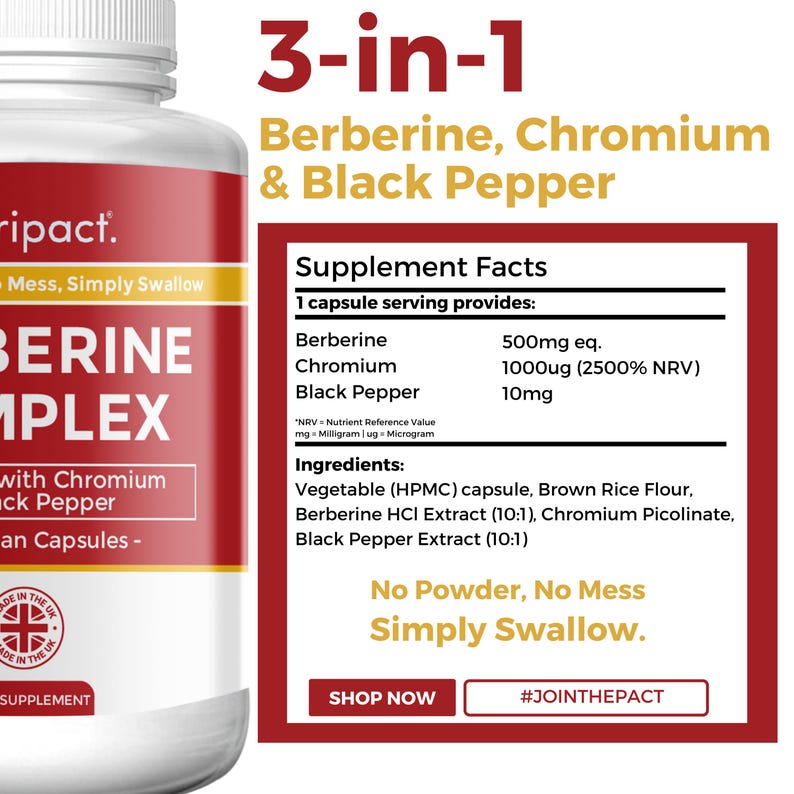Berberine Capsules 500mg High Potency With Chromium Picolinate and ...