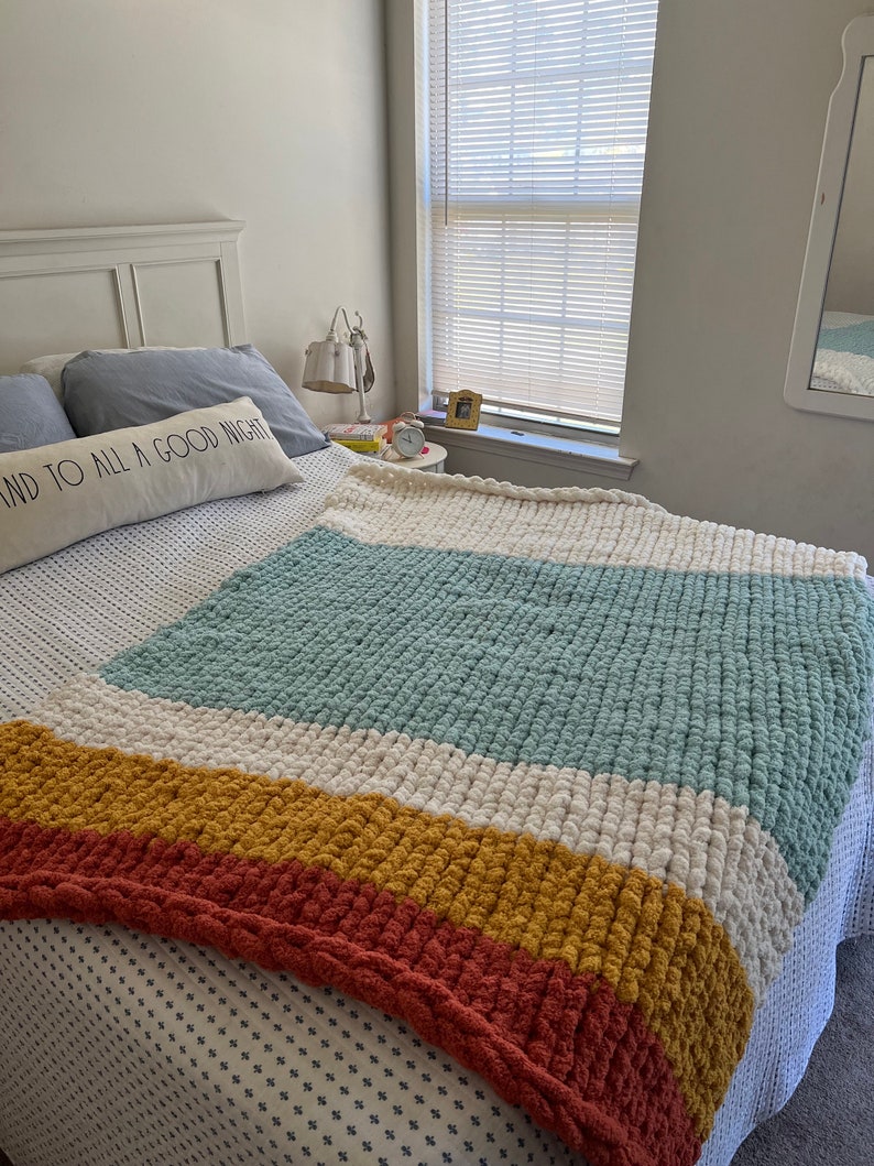 Summer Sunsets Chunky Knit Blanket - Etsy