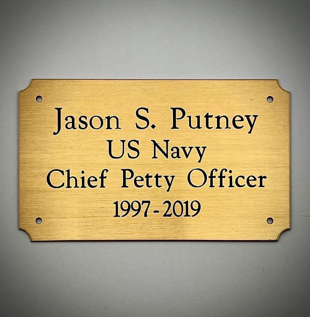 Engraved Brass Plaque, Engraved Brass Plate for Military Service, Urn ...