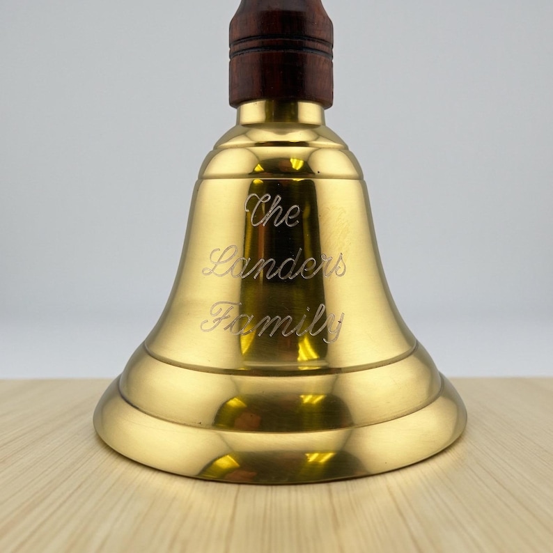 Engraved Brass Handbell Wooden Handle School Bell Teacher Gift Cancer ...