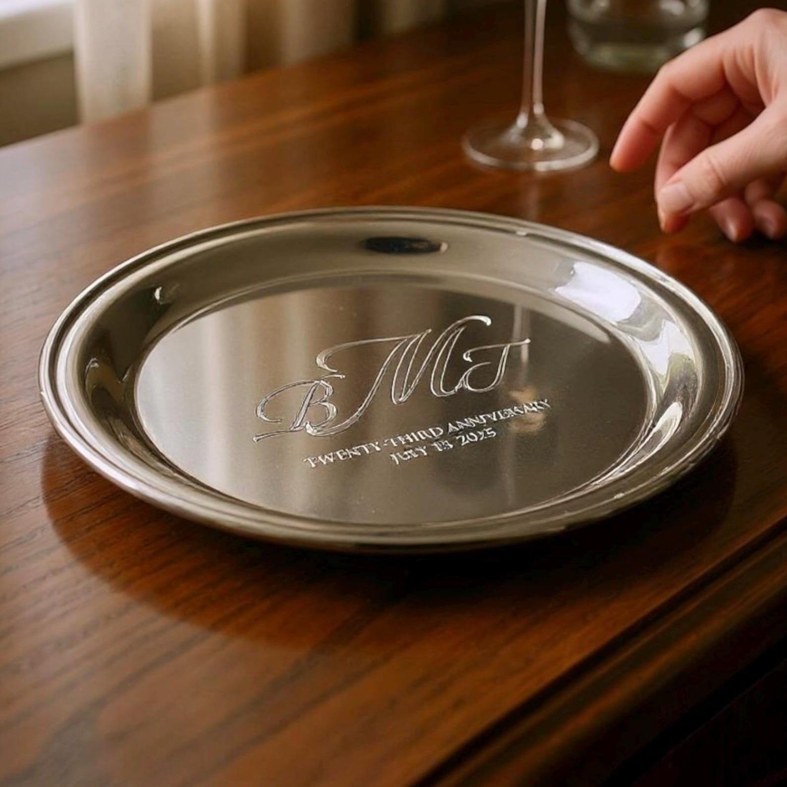 Engraved Silver Tray, 25th Anniversary Gift, Shiny Silver Plated Tray ...