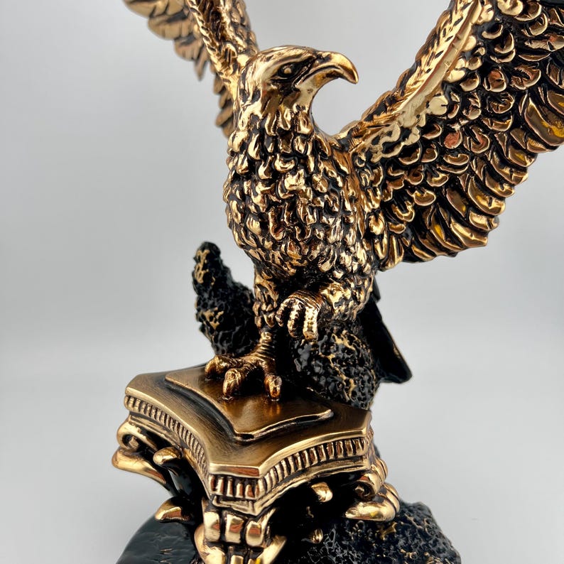 Golden Eagle Statue Award, Gold Resin & Glass Corporate Award Eagle ...