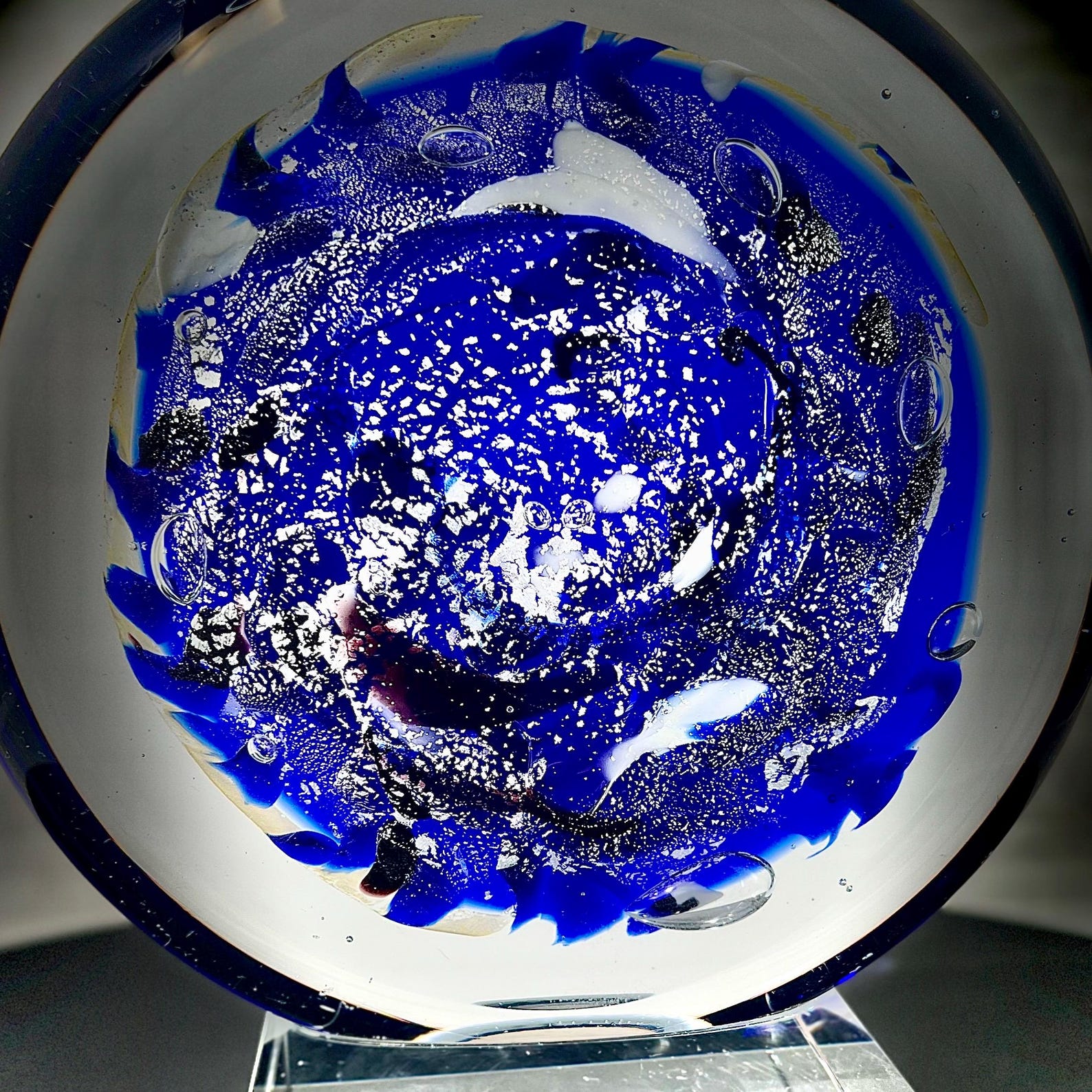Space Disc Art Glass Award With Custom Engraving Plate - Hand Blown ...