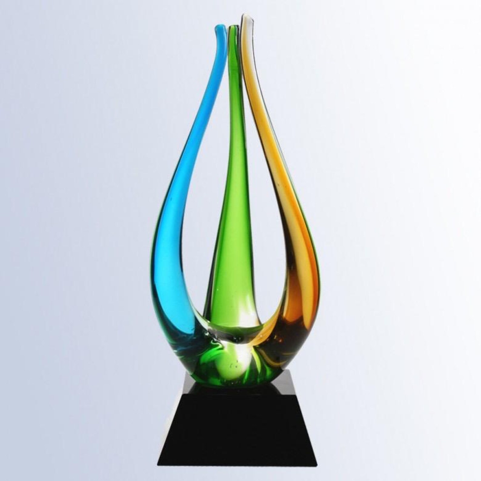 The Tripod Orange Blue Green Art Glass Corporate Award - Personalized ...