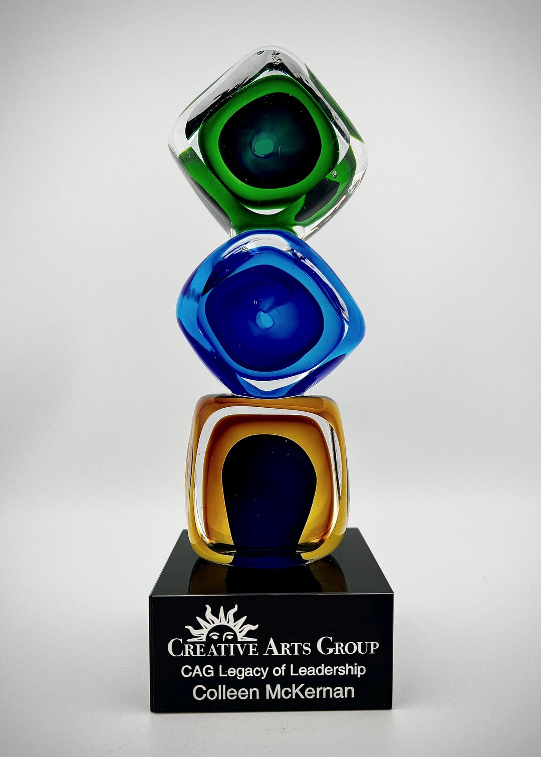 Building Blocks Art Glass Award - Personalized Hand Blown Glass Team ...