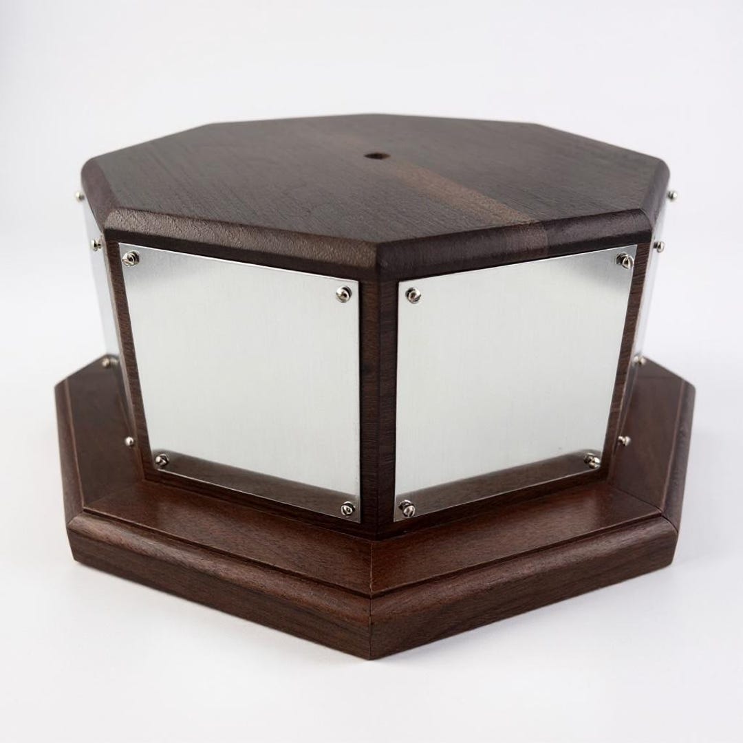 Wood & Silver Trophy Base Engraved Round Trophy Base Silver Plates ...