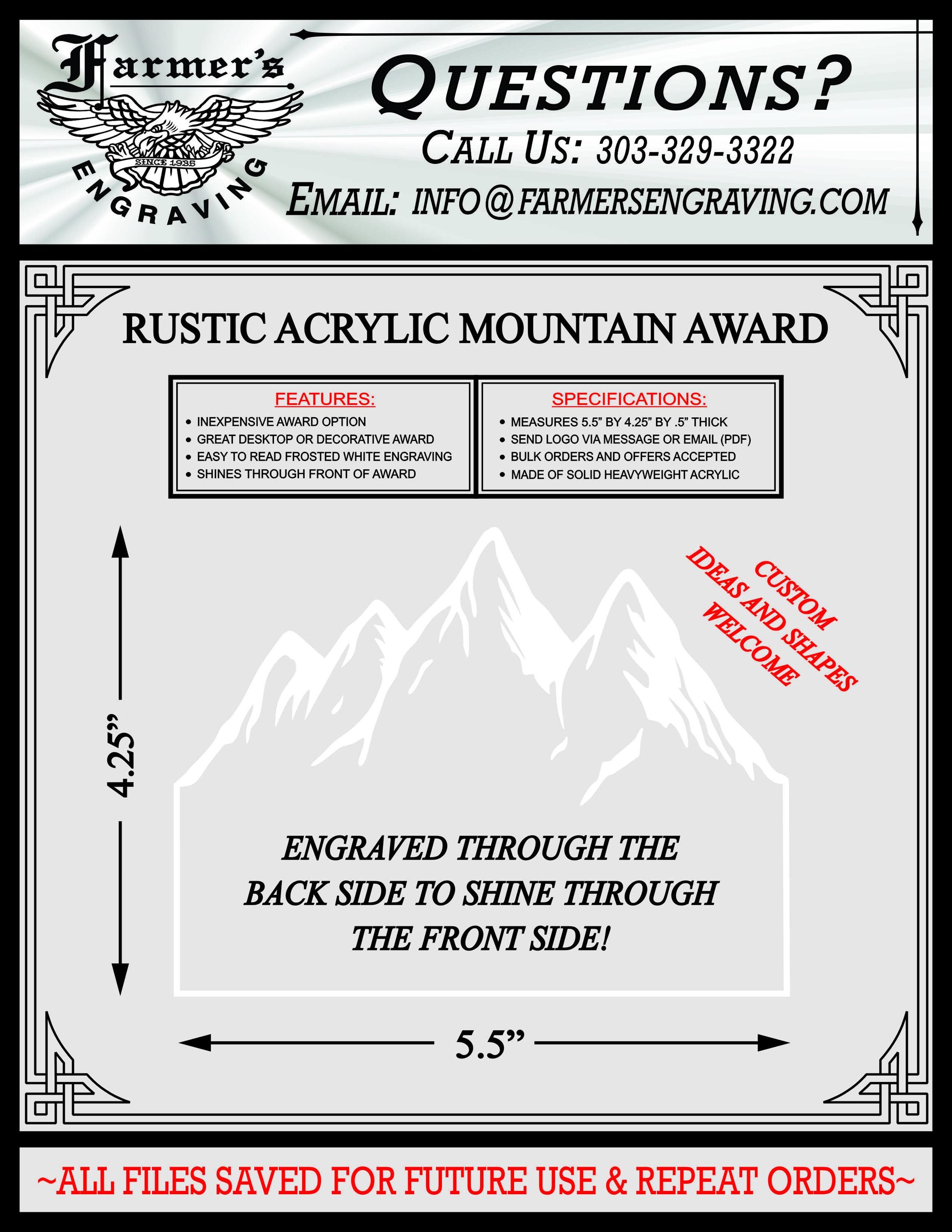 Custom Clear Acrylic Mountain Desktop Award, Inexpensive Award Option ...