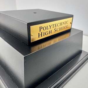 Black Tiered Trophy Base Engraved Trophy Base With Gold Brass Plates ...