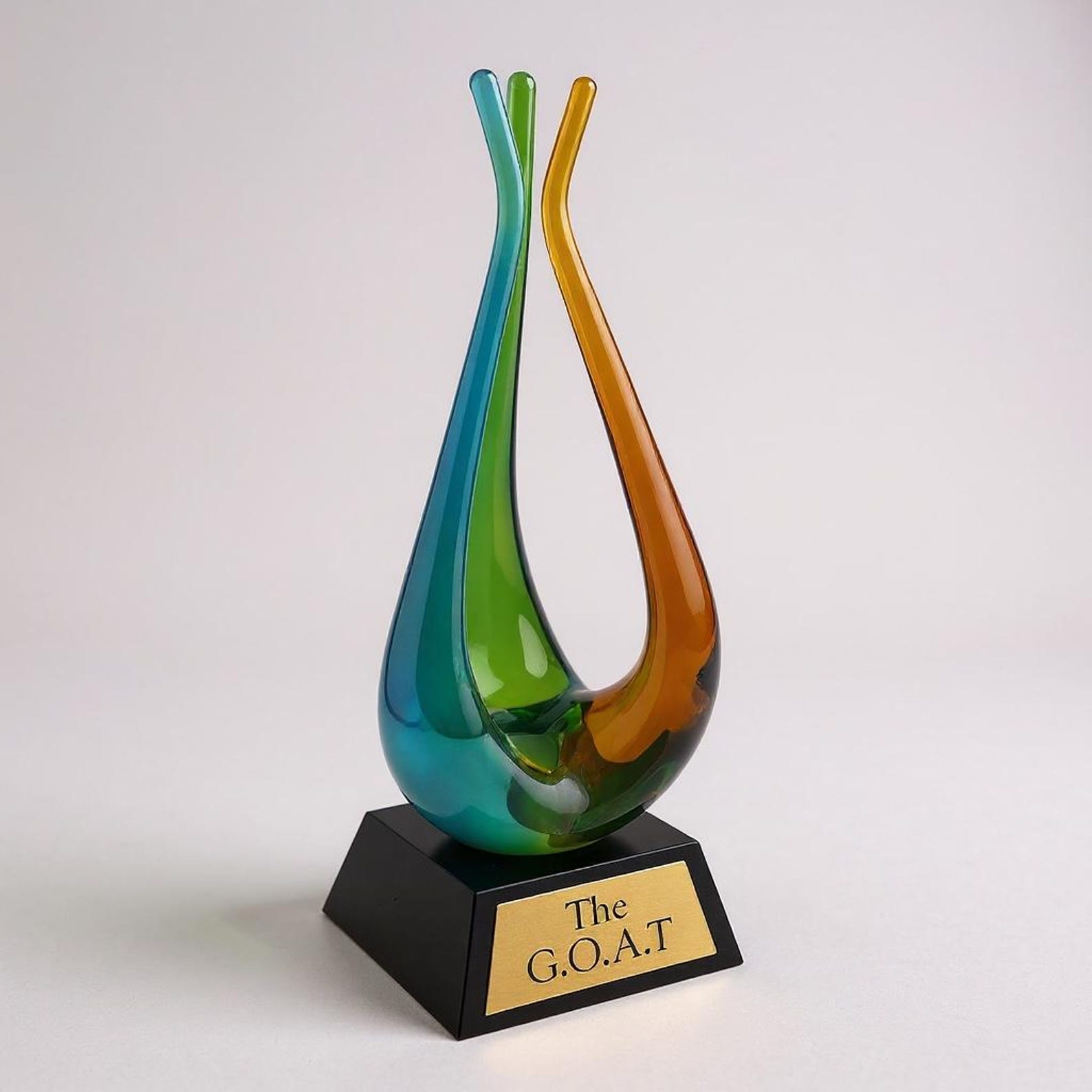The Tripod Orange Blue Green Art Glass Corporate Award - Personalized ...