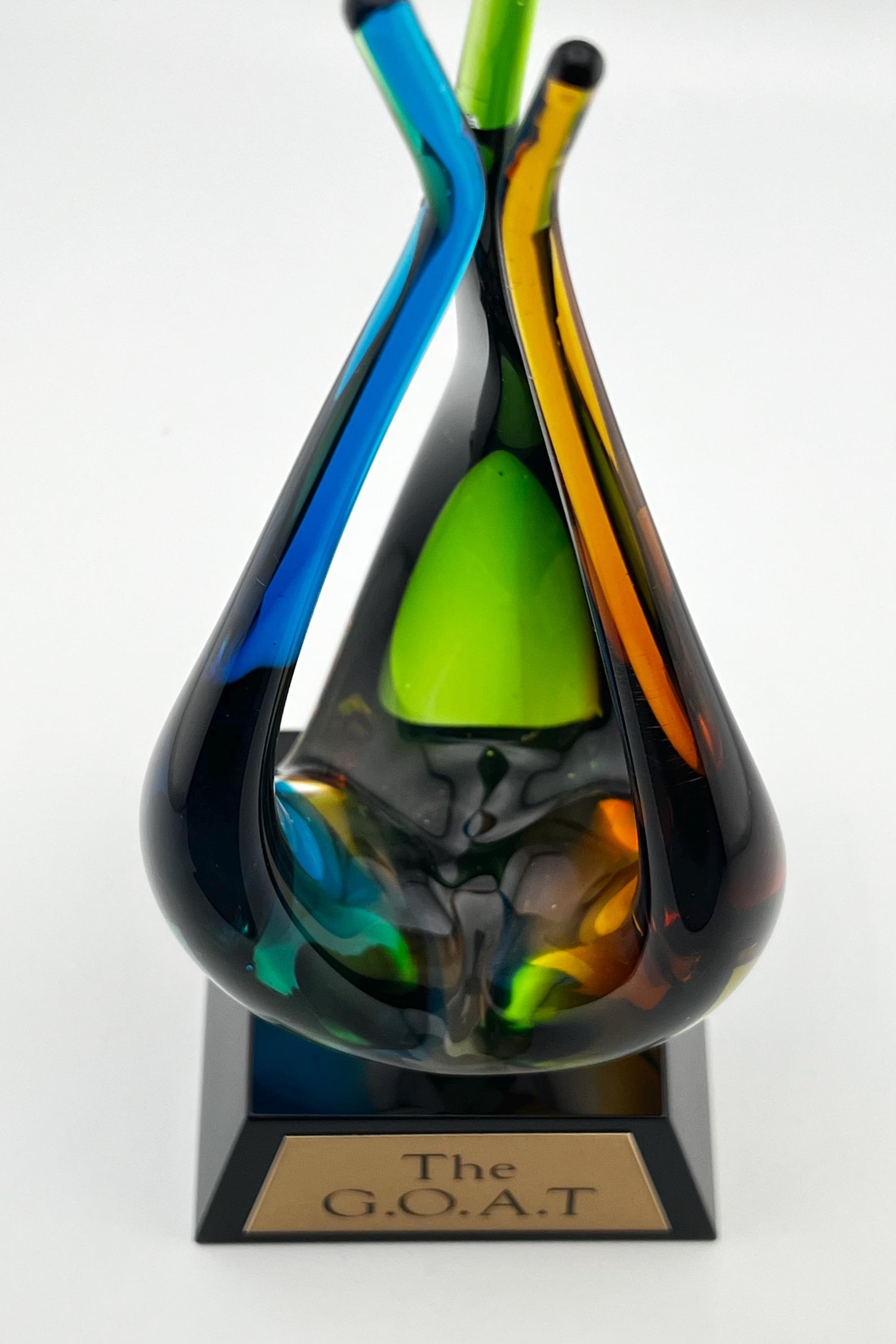 The Tripod Orange Blue Green Art Glass Corporate Award - Personalized ...