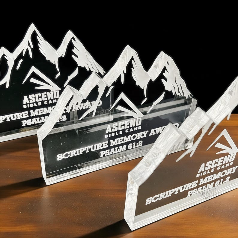 Custom Clear Acrylic Mountain Desktop Award, Inexpensive Award Option ...