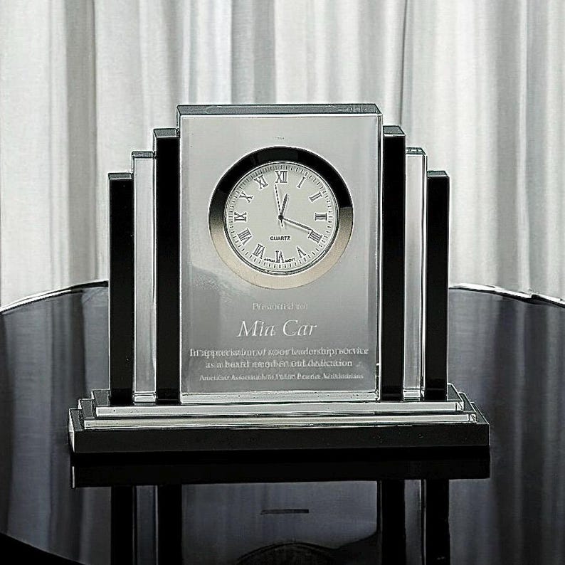 Black Crystal Clock Award - Personalized Corporate Crystal Clock Award ...