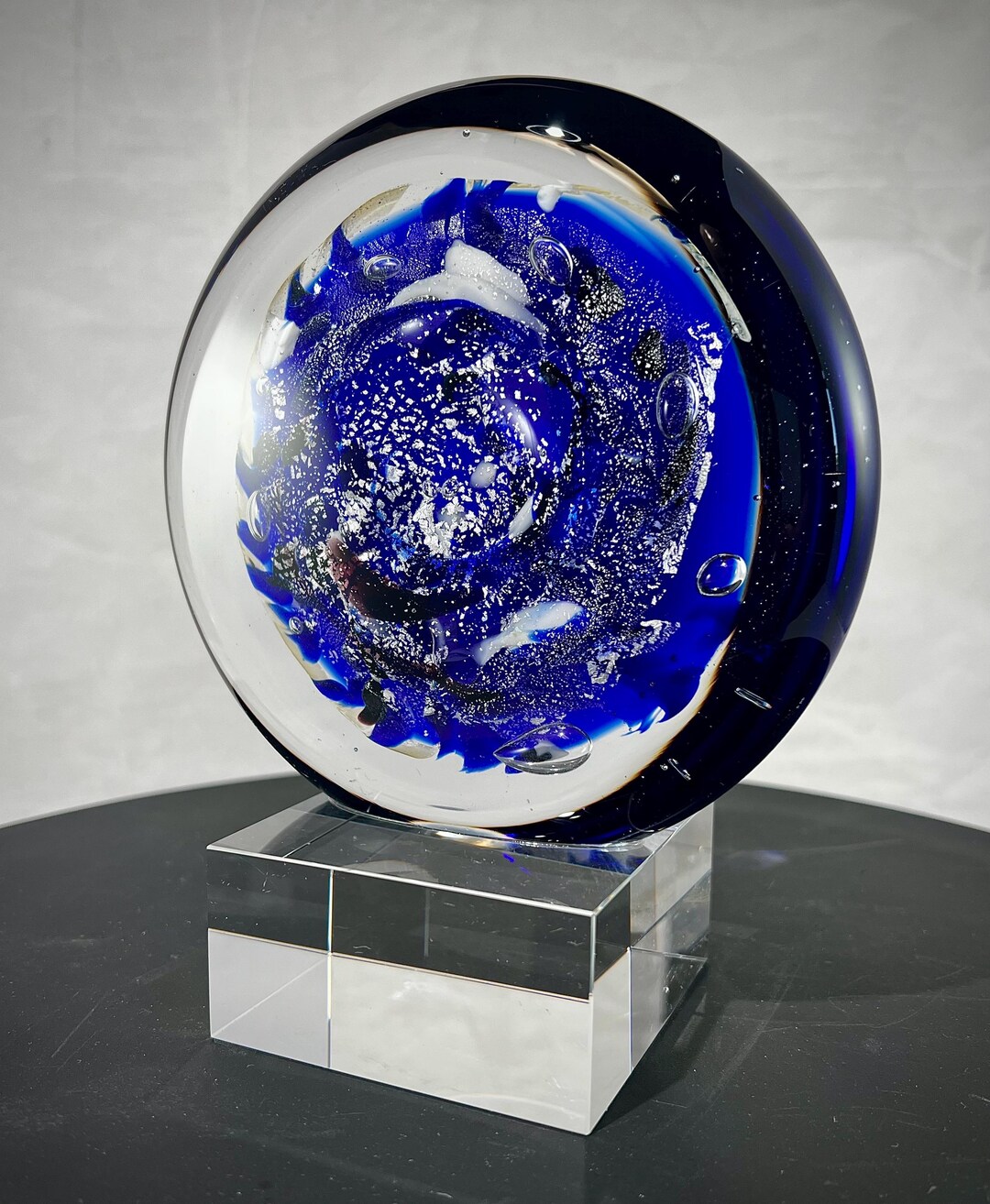 Space Disc Art Glass Award With Custom Engraving Plate - Hand Blown ...