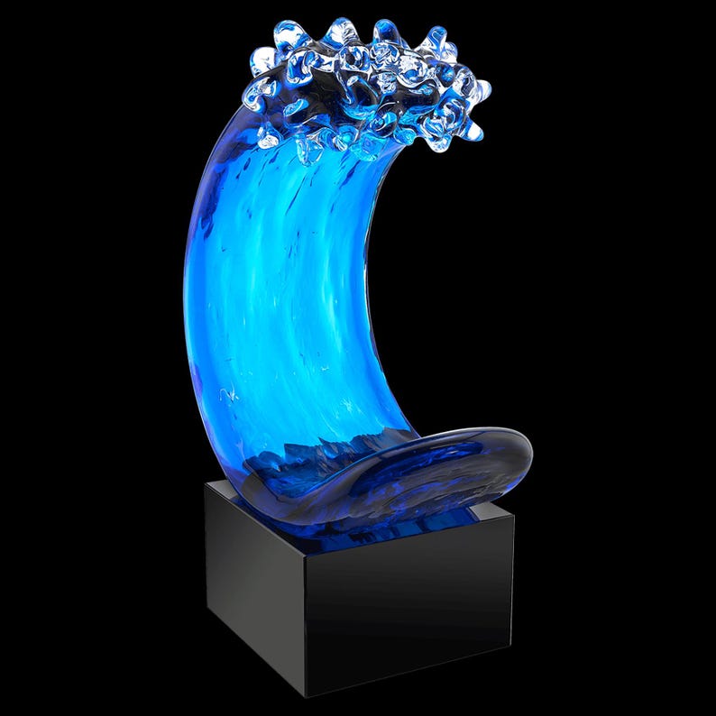 Aqua Wave Blue Art Glass Water Award, Personalized Artistic Hand Blown ...