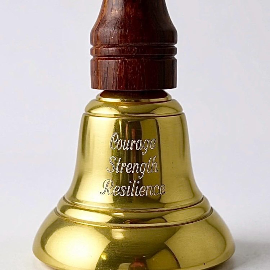 Custom Engraved Golden Handbell Wooden Handle School Bell Teacher Gift ...