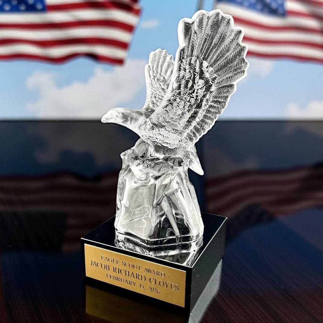 American Eagle Crystal Corporate Award, Personalized Flying Eagle ...