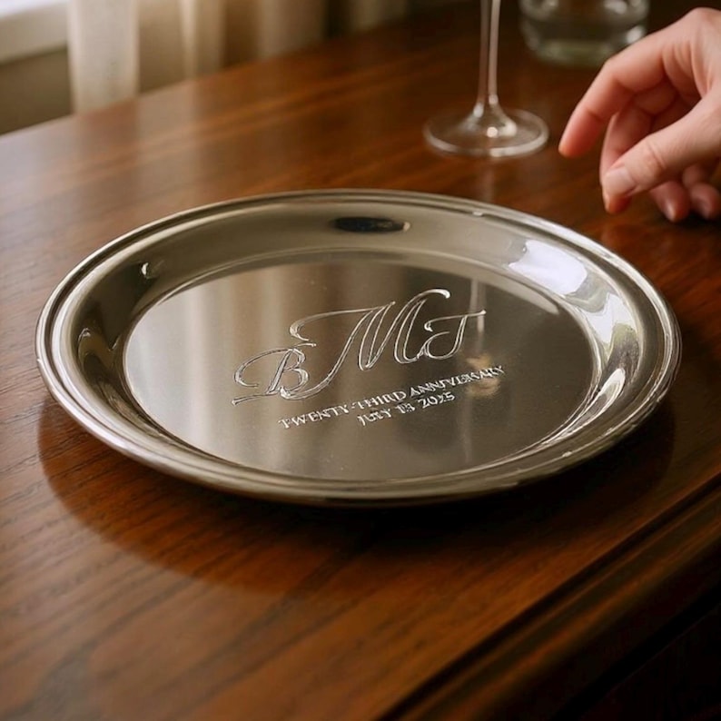 Engraved Silver Tray, Custom Sizes 8 10 12 Inch Shiny Silver Plated ...